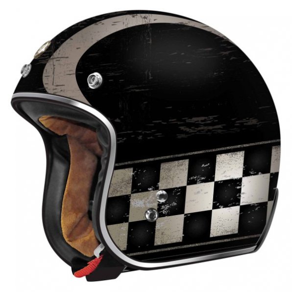 EUROMOTO - TORC Casco T50 Champ Matt Black Retro 3/4 Open Face Helmet ...